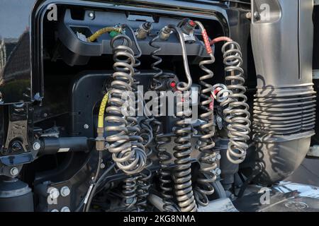 Truck, or lorry, trailer connection. Wires connecting lorry trailer to ...
