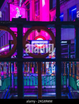 The iconic roundel logo for London Underground at Battersea Power ...