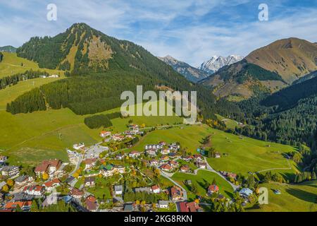 Berwang, a small village in the Tiroler Zugspitz-Arena from above Stock ...