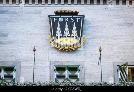 FORST: the historical sign of the famous shop of birreria "forst". The ...