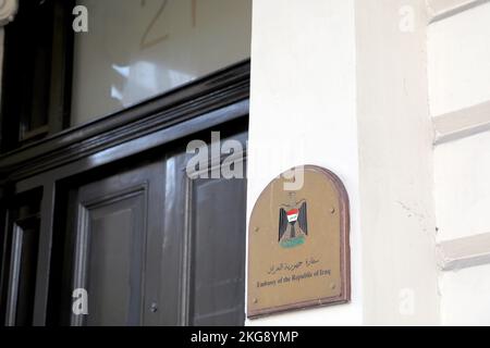 The embassy of the Republic of Iraq on 21 Queen’s Gate, London, UK on ...