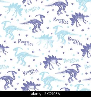 Seamless vector pattern with dinosaur skeleton Stock Vector Image & Art ...