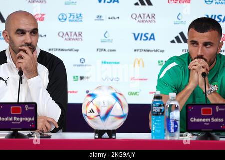 Doho, Qatar, 22/11/2022, Ghanem Saiss speaks during the press ...