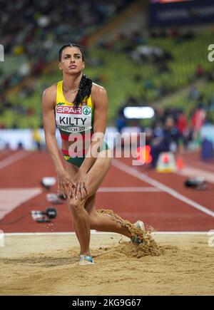 Dovilė Kilty participating in the long jump of the European Athletics ...