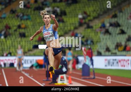 Hanna Minenko participating in the long jump of the European Athletics ...
