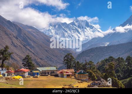 Pangboche village and gompa, monastery in Khumbu valley, Solukhumbu ...