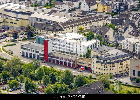 Aerial view, Meschede Volunteer Fire Department and Rinschen Park ...