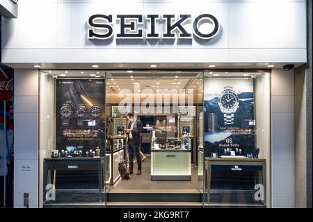 A shopper is seen at the Japanese watchmaker Seiko store in Hong Kong ...