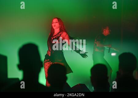 Sonya Tayurskaya and Ilya Prusikin of Little Big, a Russian rave band ...