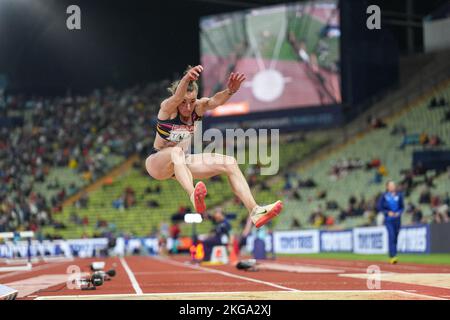 Elena Andreea Talosparticipating in the long jump of the European ...