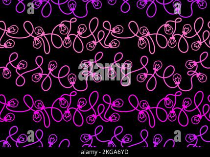 Winter illumination seamless light bulbs cartoon snowflakes pattern for ...