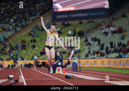 Neele Eckhardt participating in the long jump of the European Athletics ...