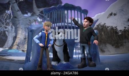 DRAGONS: THE NINE REALMS, from left: Wu and Wei, Jun Wong (voice: Ashley Liao), Alex Gonzalez ...