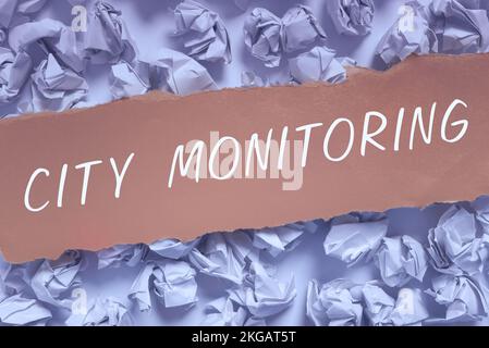 Hand writing sign City Monitoring, Word for indicatorlevel analysis ...