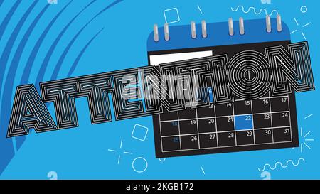 Attention text with Calendar. Cartoon vector illustration Stock Vector ...