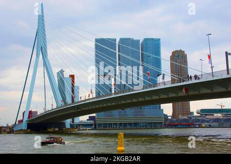 Erasmus Bridge, cable-stayed bridge, Nieuwe Maas, Rhine-Meuse delta ...
