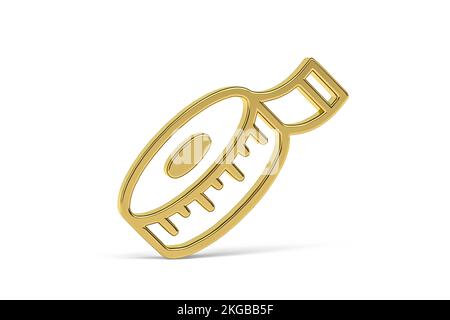 Golden 3d tape measure icon isolated on white background - 3D render ...