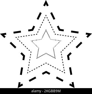 Tracing star shape broken line element for preschool, kindergarten and ...