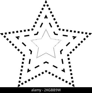 Tracing star shape broken line element for preschool, kindergarten and ...