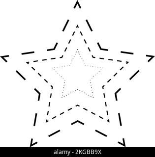 Tracing star shape broken line element for preschool, kindergarten and ...