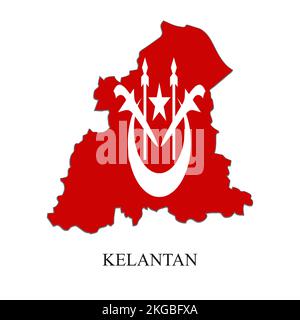 Kelantan Malaysia map with Malaysian national flag illustration Stock ...