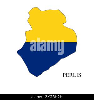Perlis Malaysia map with Malaysian national flag illustration Stock ...
