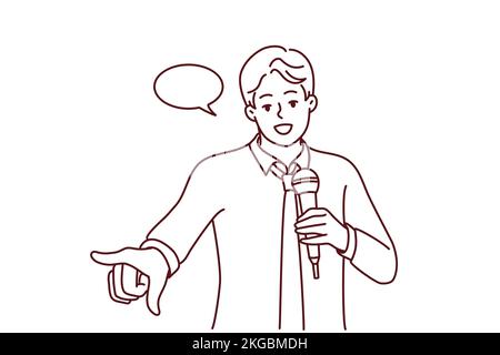 Confident speech of speaker in front of audience vector illustration ...