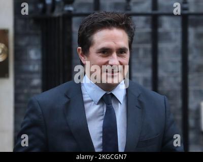 Minister for Veterans' Affairs Johnny Mercer arriving in Downing Street ...