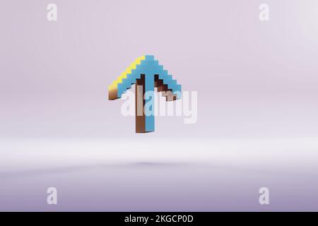Beautiful illustration blue Pixel Arrow symbol icons on a bright pink ...