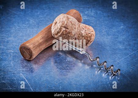 Cork tap corkscrew on metallic background Stock Photo - Alamy