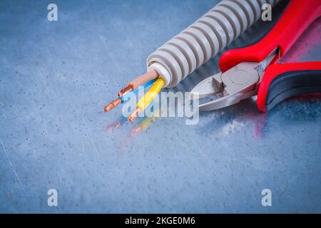 Electric corrugated wire protection copper cables and sharp nippers ...