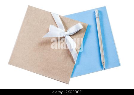 Manila folders pencil paper isolated on white Stock Photo - Alamy