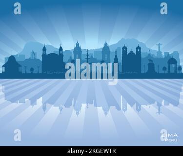 Lima Peru city skyline vector silhouette illustration Stock Vector ...