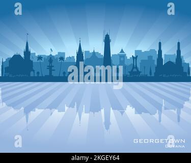 Georgetown Guyana city skyline vector silhouette illustration Stock ...