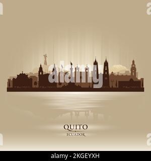 Quito Ecuador city skyline vector silhouette illustration Stock Vector ...