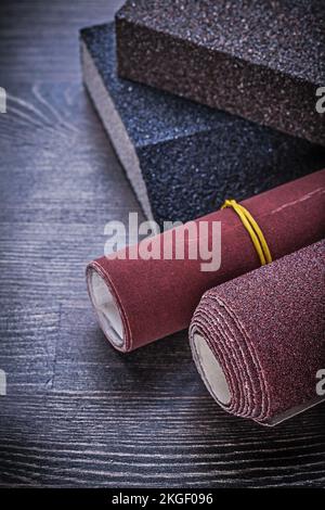 Roll of emery paper on vintage wooden board abrasive equipment Stock ...