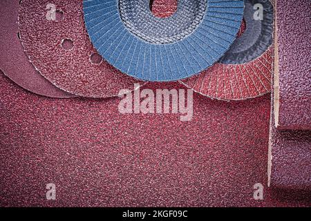 Rolled glass-paper abrasive wheels on polishing sheet Stock Photo - Alamy