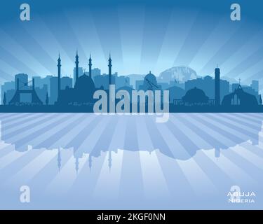 Abuja Nigeria city skyline vector silhouette illustration Stock Vector ...