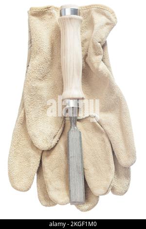 Protective gloves flat chisel isolated on white Stock Photo - Alamy