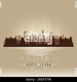 Addis Ababa Ethiopia city skyline vector silhouette illustration Stock ...