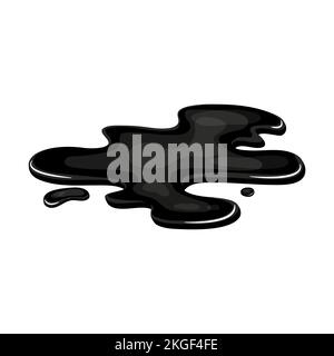 Oil puddle, slick spill cartoon art isolated. Drop stain black gas ...