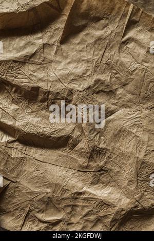 Vertical view crumpled vintage brown paper texture close-up Stock Photo ...