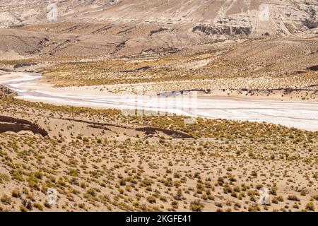 Polulos River or River of Salt in the Bolivian High Plains, Bolivia ...