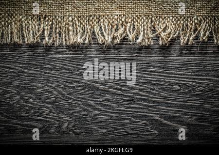 Vintage bagging on wood board top view Stock Photo - Alamy