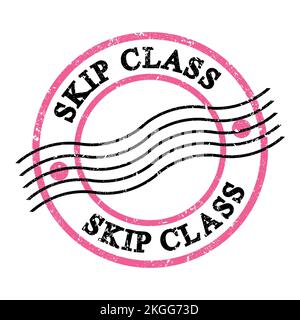 SKIP CLASS text written on red lines stamp sign Stock Photo - Alamy