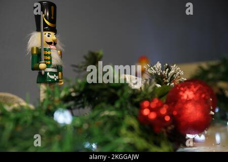 A closeup shot of a wooden toy soldier on a Christmas day Stock Photo ...