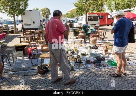 Outdoor flea market, Tavira, Algarve, Portugal Stock Photo - Alamy