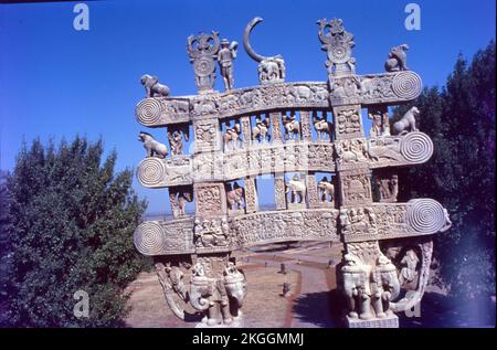 One of the four carved stone toranas gateways Stupa One Buddhist shrine ...