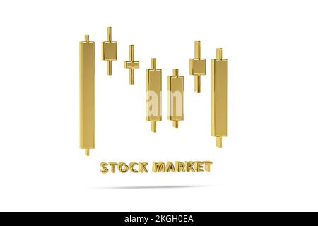Golden 3d candlestick chart icon isolated on white background - 3d ...