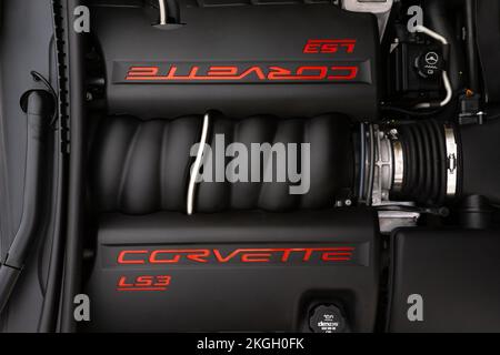 A Corvette C6 Engine bay, engine cover in matte black with red ...
